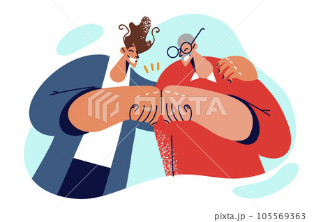 Man from different generations give high five...のイラスト素材 [105569363] - PIXTA