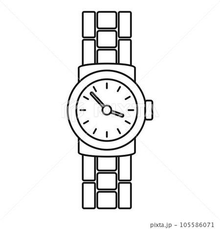 Gold watch icon. Outline gold watch vector icon...のイラスト素材 [105586071 ...