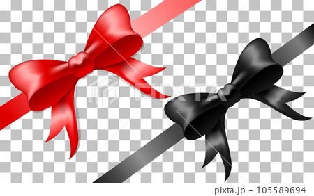 Black and red bow with horizontal ribbon and...のイラスト素材 [105589694] - PIXTA