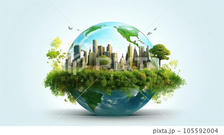 Symbolic image of the globe with elements of...のイラスト素材 [105592004] - PIXTA