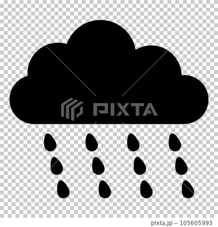 Silhouette weather icon (rain, cloud) - Stock Illustration [105605993 ...