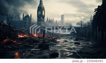Post apocalypse in destroyed London,...のイラスト素材 [105646491] - PIXTA