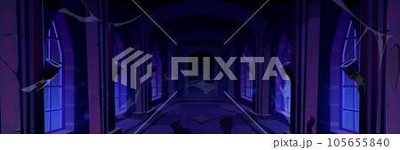 Abandoned castle corridor at nightのイラスト素材 [105655840] - PIXTA