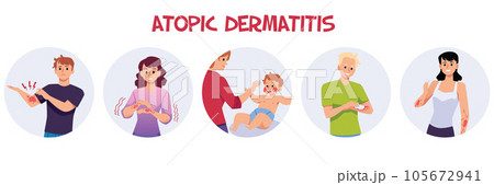 Set of people with atopic dermatitis flat...のイラスト素材 [105672941] - PIXTA