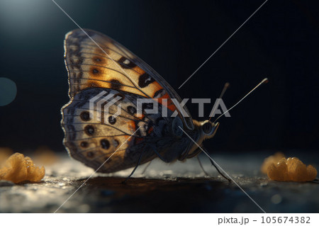 The rust-colored butterfly, close up. Butterfly...のイラスト素材 [105674382 ...