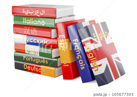 Languages Books. Textbooks or dictionaries with...のイラスト素材 [105677303 ...