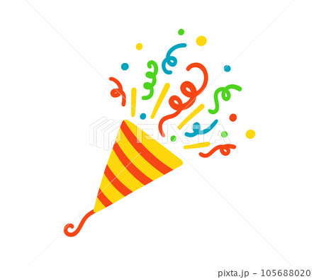 Exploding party popper. Cracker with colorful...のイラスト素材 [105688020] - PIXTA