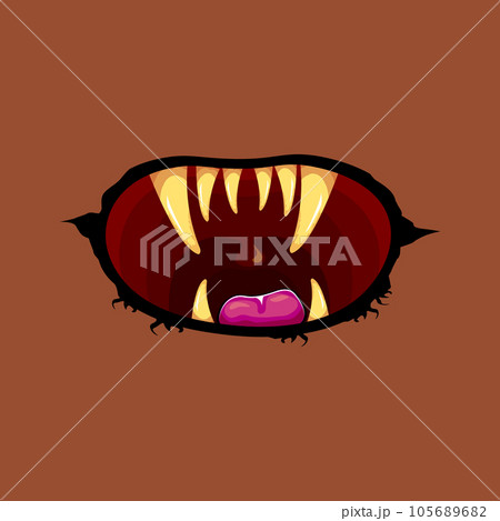 Vector cartoon funny zombie monster open mouth...のイラスト素材 [105689682 ...
