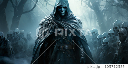 Army of evil undead, scary walking dead at post...のイラスト素材 [105712523 ...