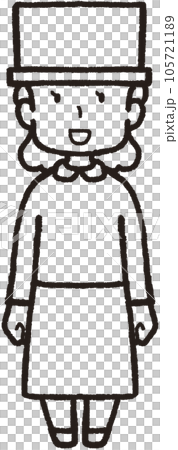 Full-body line drawing illustration of a woman... - Stock Illustration ...