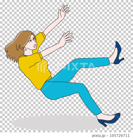 A woman who loses her balance There is a shadow - Stock Illustration ...
