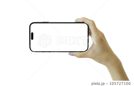 Hand holding black smartphone with rotate...のイラスト素材 [105727100] - PIXTA
