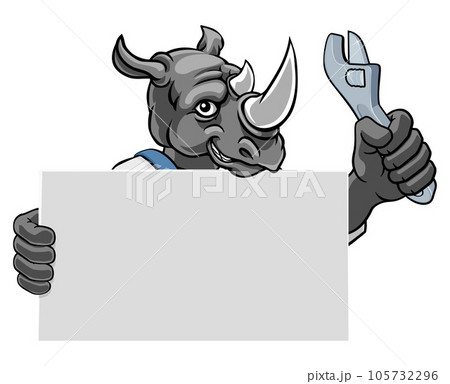 Rhino Mechanic Plumber Spanner Wrench Handymanのイラスト素材 [105732296] - PIXTA
