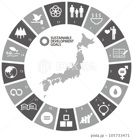 SDGsと日本 モノクロアイコン のイラスト素材 [105733471] - PIXTA