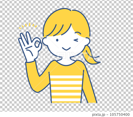 Illustration material of a woman doing an OK pose - Stock Illustration ...