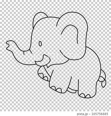 Elephant outline cartoon design on transparent... - Stock Illustration ...
