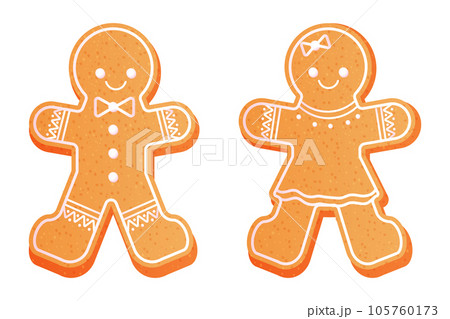 Gingerbread man and woman cute christmas...のイラスト素材 [105760173] - PIXTA