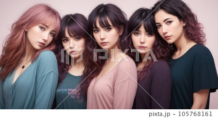 Beautiful women in modern comfortable everyday...のイラスト素材 [105768161 ...