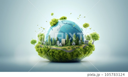 Symbolic 3D image of the globe with elements of...のイラスト素材 [105783124 ...