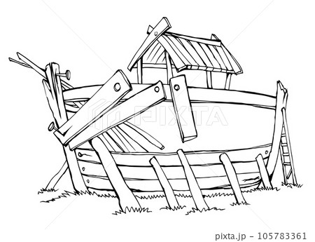 Unfinished Noah's Ark. Vector drawingのイラスト素材 [105783361] - PIXTA