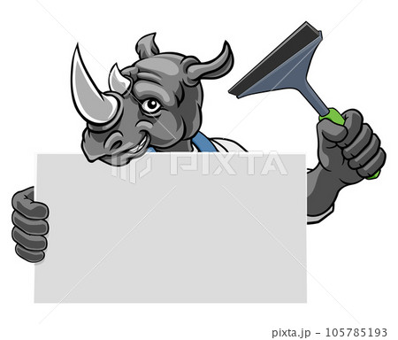Window Cleaner Rhino Car Wash Cleaning Mascotのイラスト素材 [105785193] - PIXTA