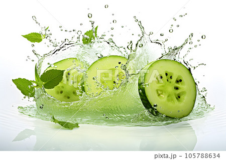 melon water splash isolated white background ...のイラスト素材 [105788634] - PIXTA