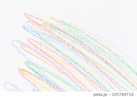 Multi color hand crayon drawingの写真素材 [105789718] - PIXTA