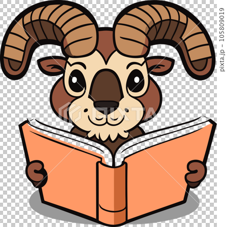 Cartoon Illustration of Cute goat Reading a... - Stock Illustration ...