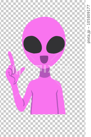 smiling alien pointing finger - Stock Illustration [105809177] - PIXTA
