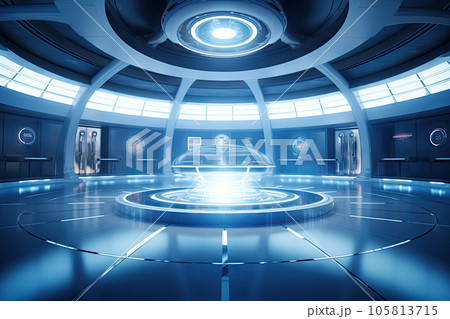 Technology abstract blue hi-tech stage display...のイラスト素材 [105813715 ...