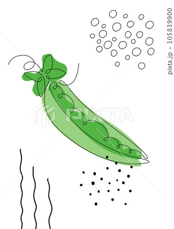 Continuous one line drawing pea pod. Vector...のイラスト素材 [105839900] - PIXTA