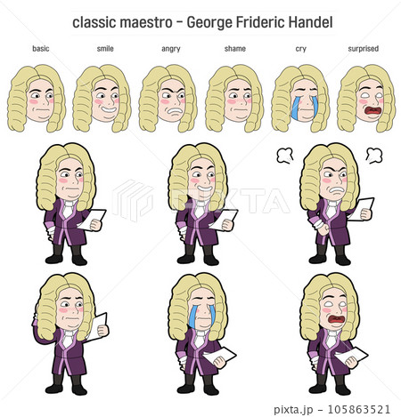 Cute classical composer, performer illustration...のイラスト素材 [105863521 ...