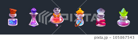 Magic elixir glass bottle fantasy game asset setのイラスト素材 [105867543] - PIXTA