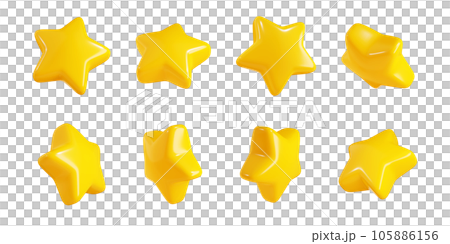 Floating yellow glossy star in different angles... - Stock Illustration [105886156] - PIXTA