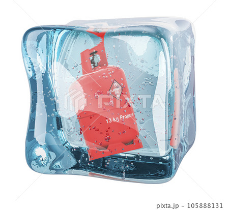 Propane gas cylinder in ice cube, 3D renderingのイラスト素材 [105888131] - PIXTA