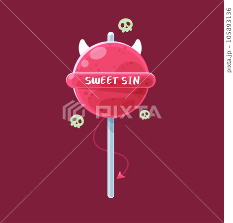 A pink candy with text Sweet Sin. Isolated...のイラスト素材 [105893136] - PIXTA