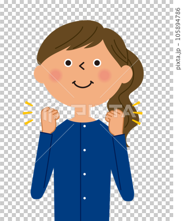 A young woman doing a guts pose, fighting pose - Stock Illustration ...