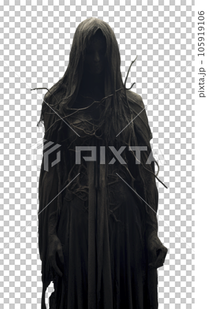 Undead woman in hooded cloak, Generative AI - Stock Illustration ...
