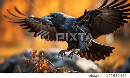 Crow Landing Illustration
