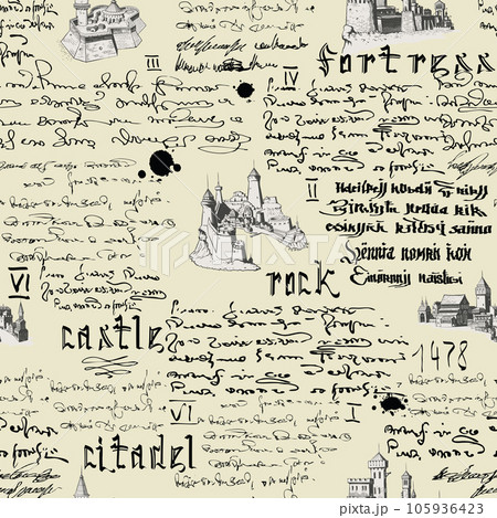 note from an old diary with drawings of ancient...のイラスト素材 [105936423 ...