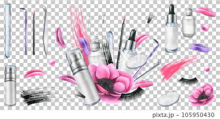 Tools and cosmetics for eyelash extension and... - Stock Illustration ...