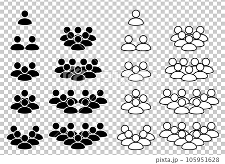 Group number pictogram. Monochrome icon set. - Stock Illustration ...