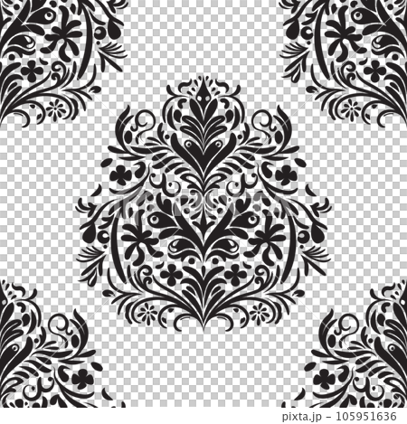 Damask floral motif tile pattern. Luxury tile...のイラスト素材 [105951636] - PIXTA