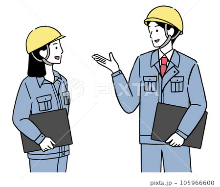 談笑する男女の作業員のイラストのイラスト素材 [105966600] - PIXTA