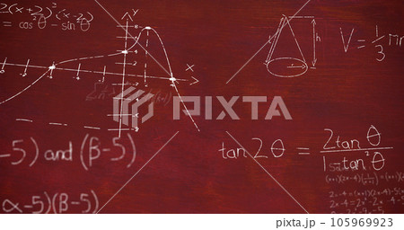 Image of mathematical equations over red...のイラスト素材 [105969923] - PIXTA