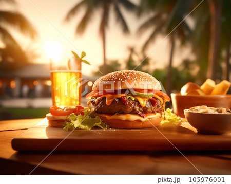Very delicious and appetizing looking burger...のイラスト素材 [105976001] - PIXTA