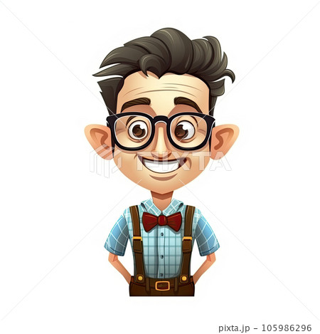 Geeky male character cartoon illustration -...のイラスト素材 [105986296] - PIXTA
