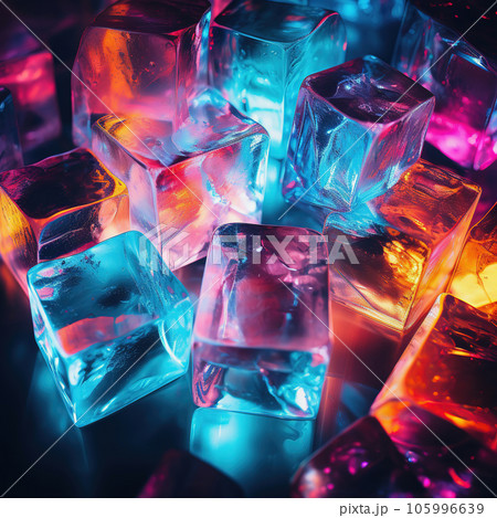 Neon ice cubes abstract background...のイラスト素材 [105996639] - PIXTA