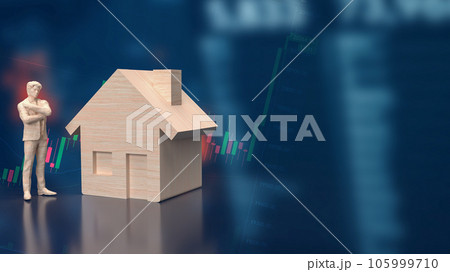 The man and house wood for Building concept 3d...のイラスト素材 [105999710 ...
