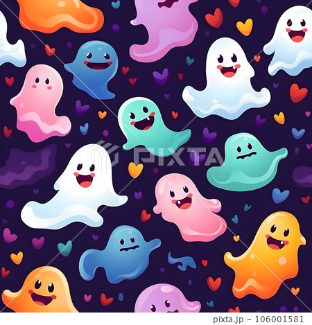 Seamless pattern Friendly Ghosts group of...のイラスト素材 [106001581] - PIXTA
